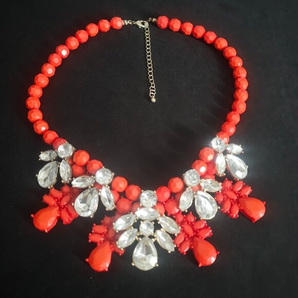 Jewelry | Glamorous Red Coral Colored Necklace Design | Poshmark